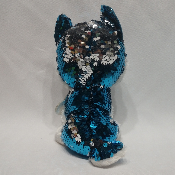 Ty | Toys | Ty Beanie Boo Slush The Husky Puppy Dog Silver Blue Flip ...